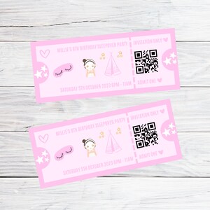 Birthday Sleepover Tickets, Sleepover Tickets, Sleepover Invitation ...