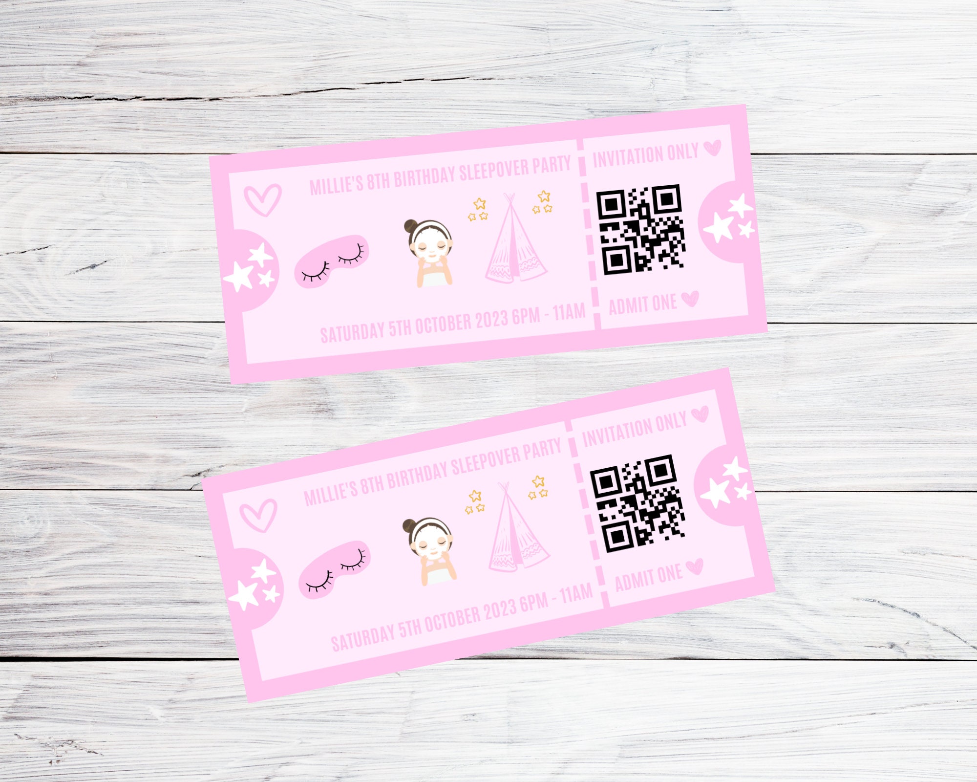 Birthday Sleepover Tickets, Sleepover Tickets, Sleepover Invitation ...