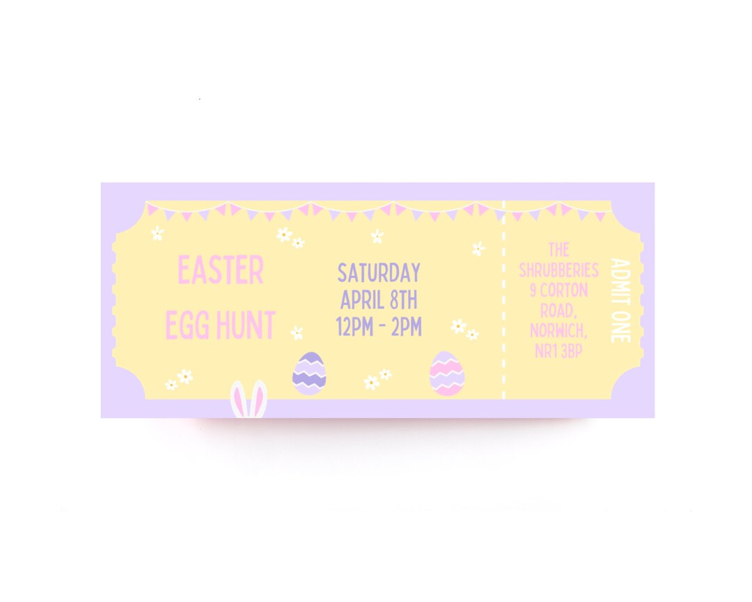 Easter Egg Hunt Ticket, Editable Template, Instant Download - Etsy