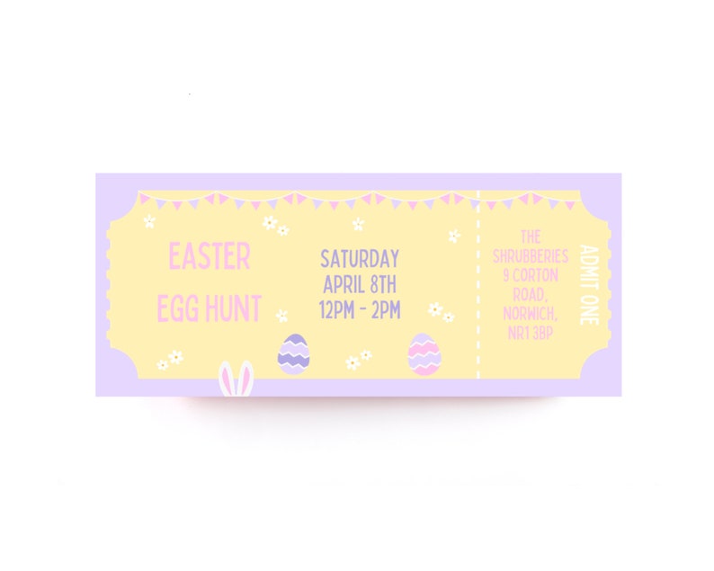 Easter Egg Hunt Ticket, Editable Template, Instant Download - Etsy