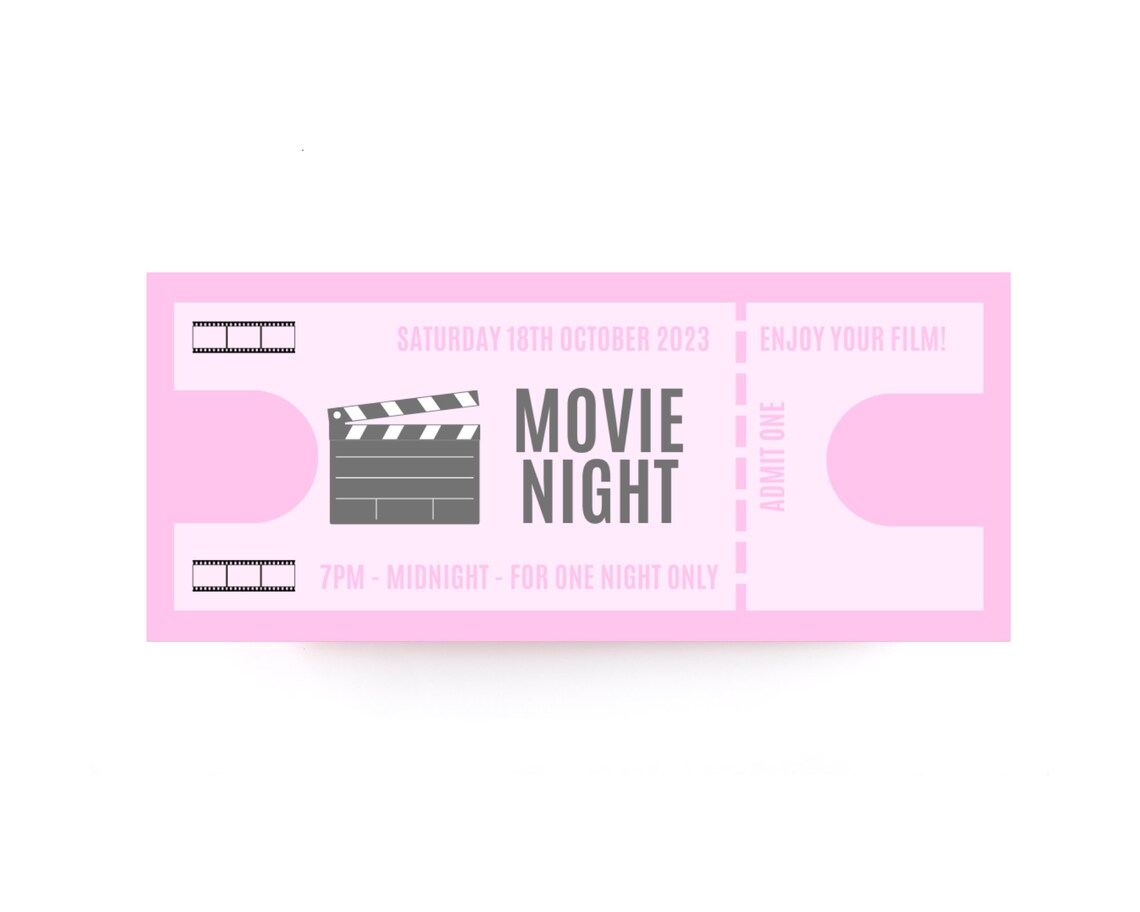 MOVIE NIGHT Tickets, Editable Template, Printable - Etsy