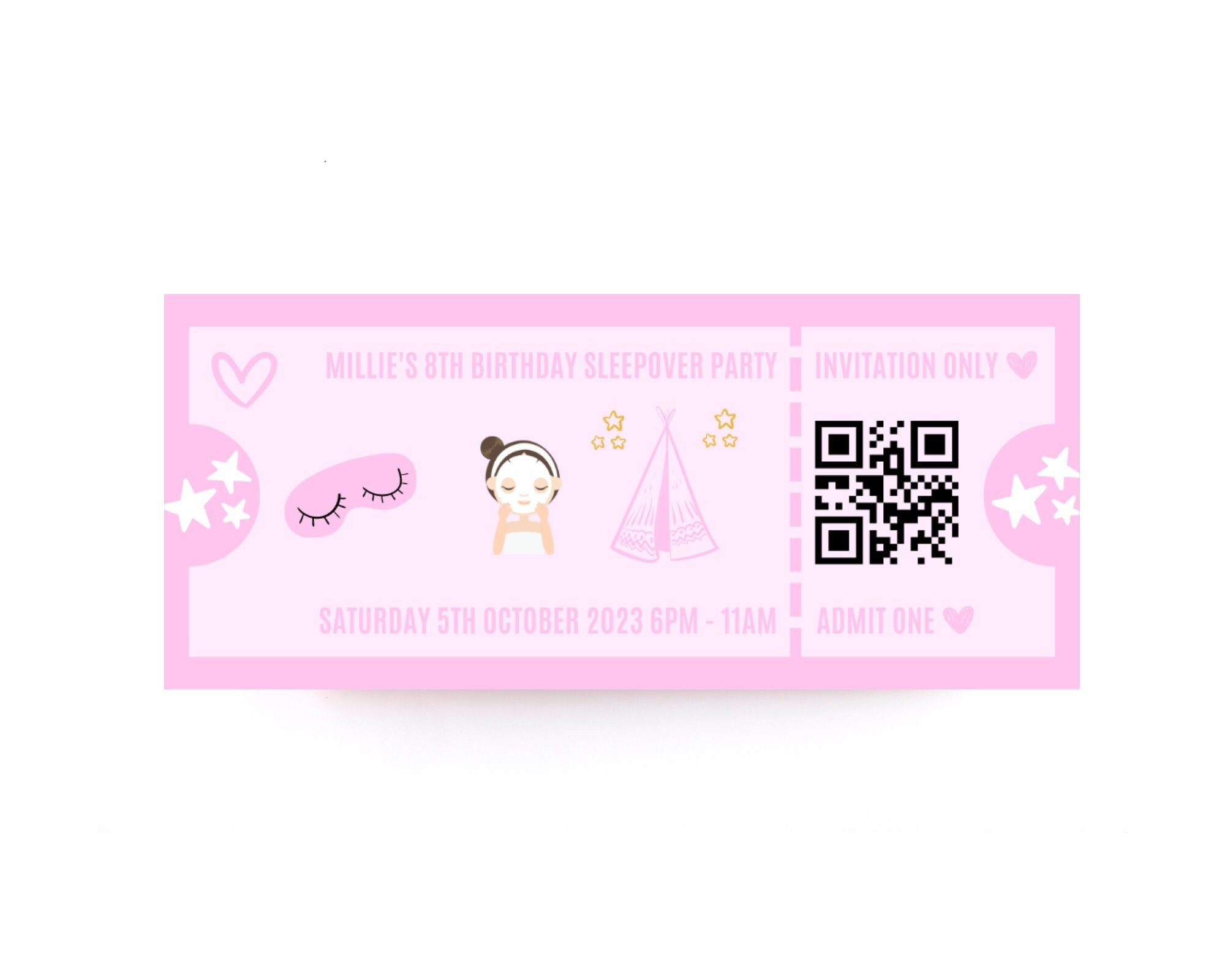 Birthday Sleepover Tickets, Sleepover Tickets, Sleepover Invitation ...
