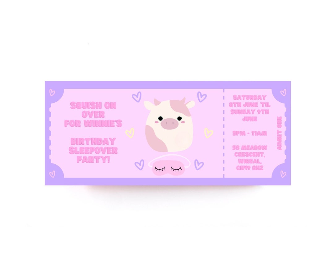 Birthday Sleepover Tickets, Sleepover Tickets, Sleepover Invitation ...