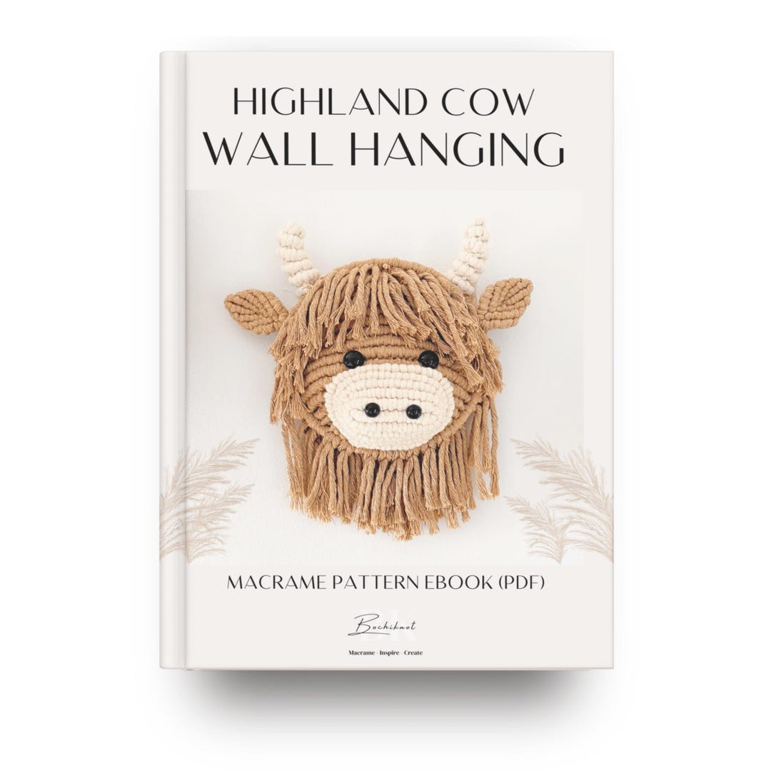 Highland Cow Macrame Wall Hanging DIY Pattern EBOOK + Video Tutorial - Etsy