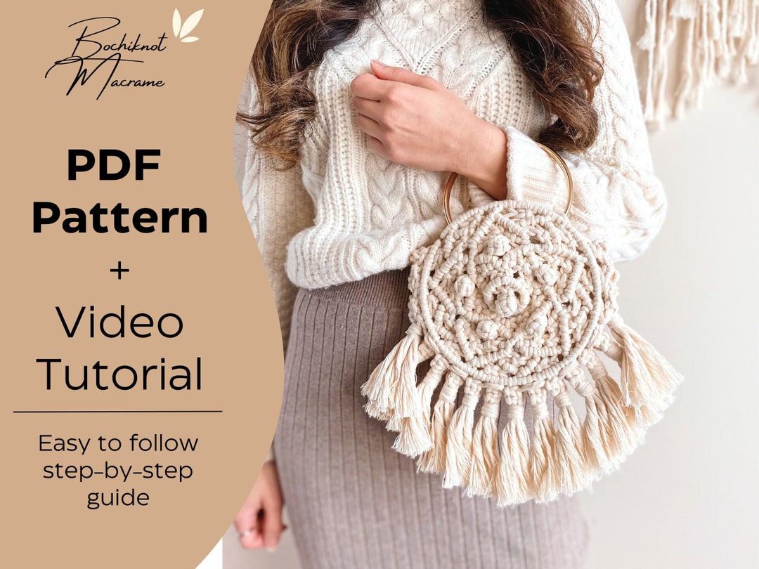 Macrame Bag Pattern EBOOK DIY Pattern Macrame Tutorial Macrame Bag for ...
