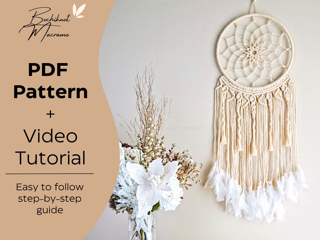 Macrame Dreamcatcher DIY Pattern EBOOK Macrame Tutorial Macrame Dreamcatcher Pattern for Macrame ...