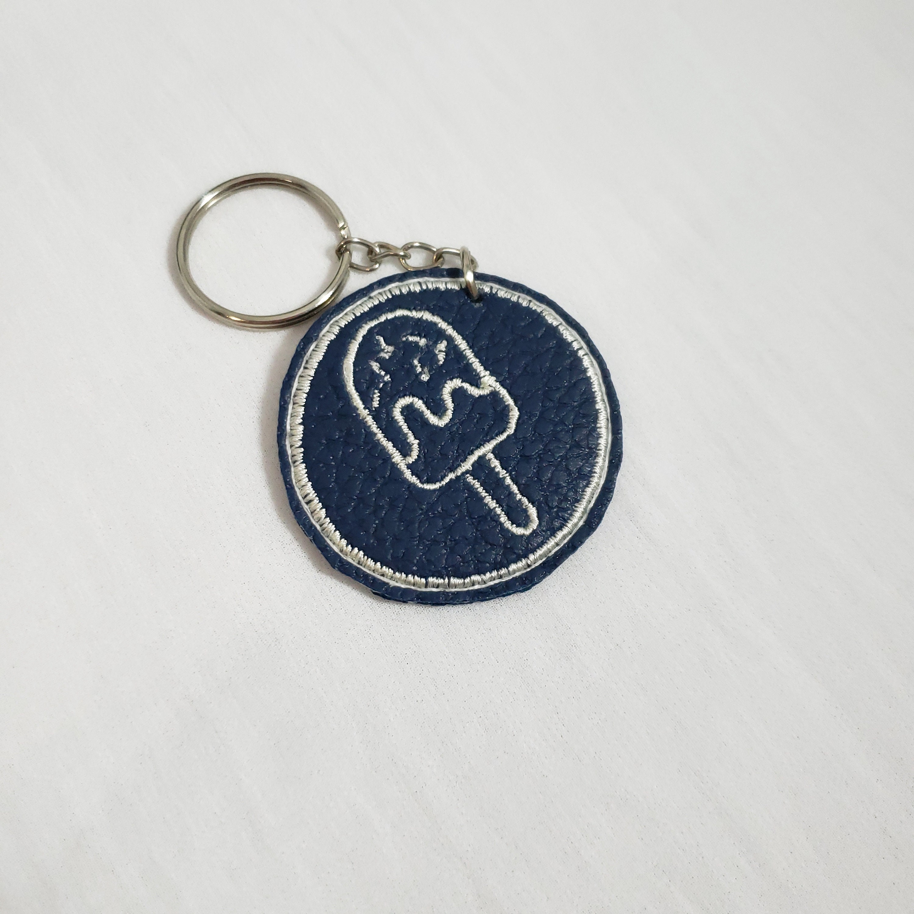 Eco leather embroidery keychain Ice cream embroidery | Etsy