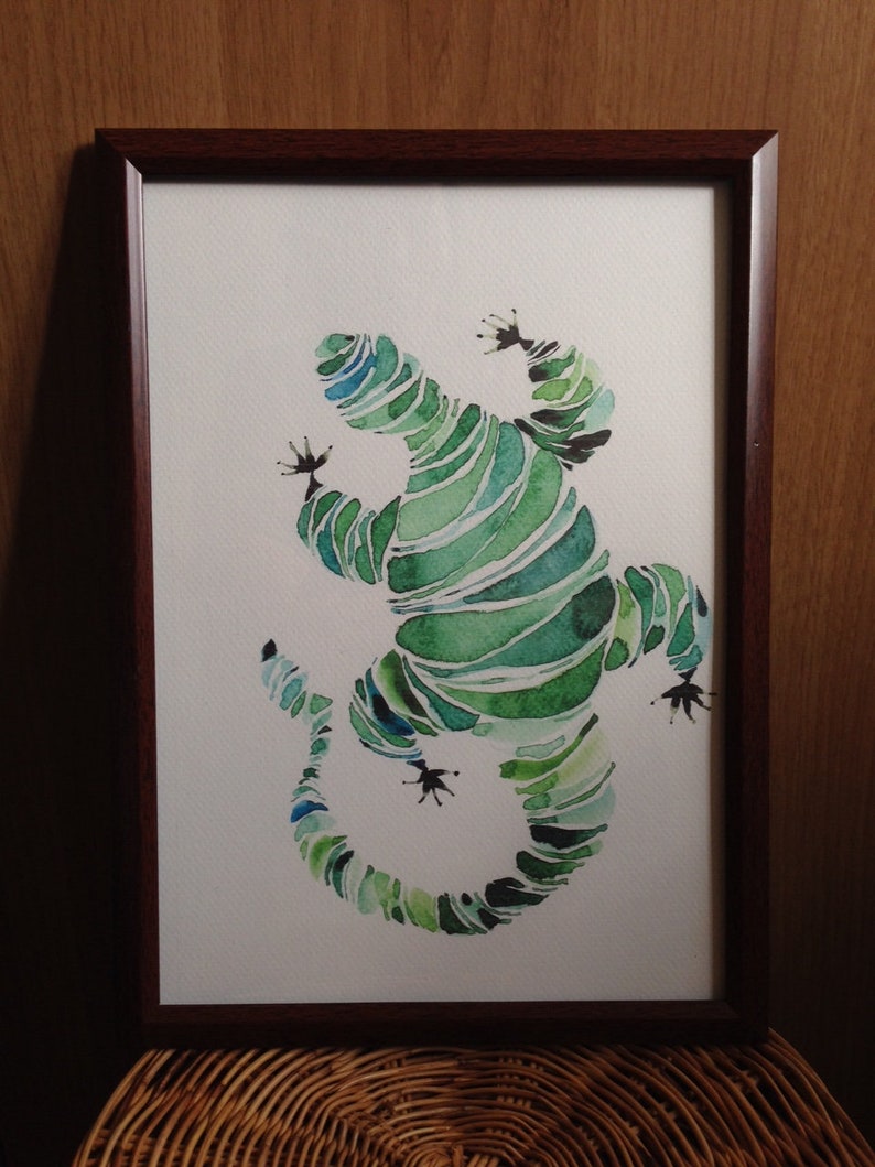Colorful Abstract Lizard Watercolor Print - Etsy