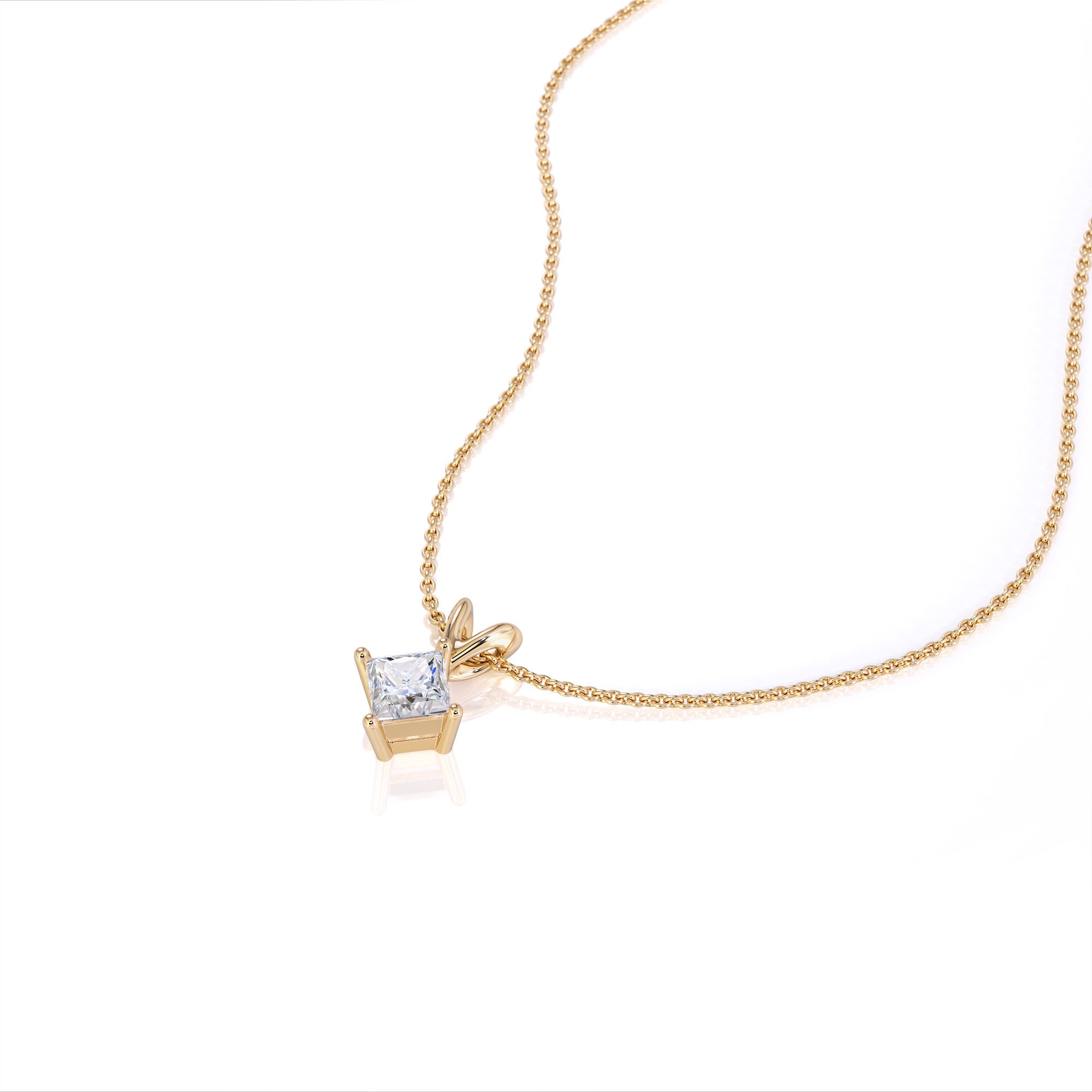 Princess Cut Diamond Necklace Diamond Solitaire Necklace - Etsy
