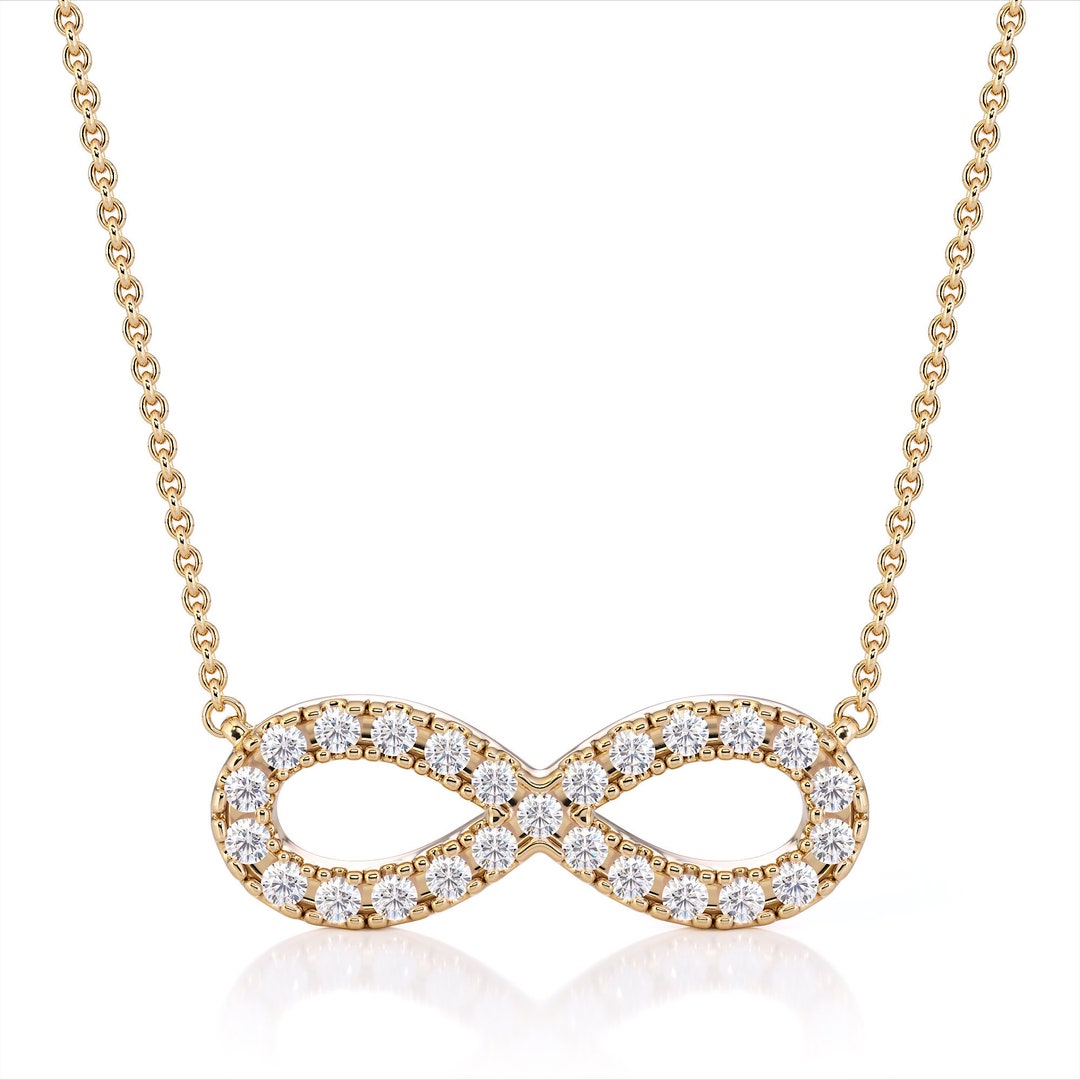 Diamond Infinity Necklace in 14K Gold , Diamond Infinity Charm ...