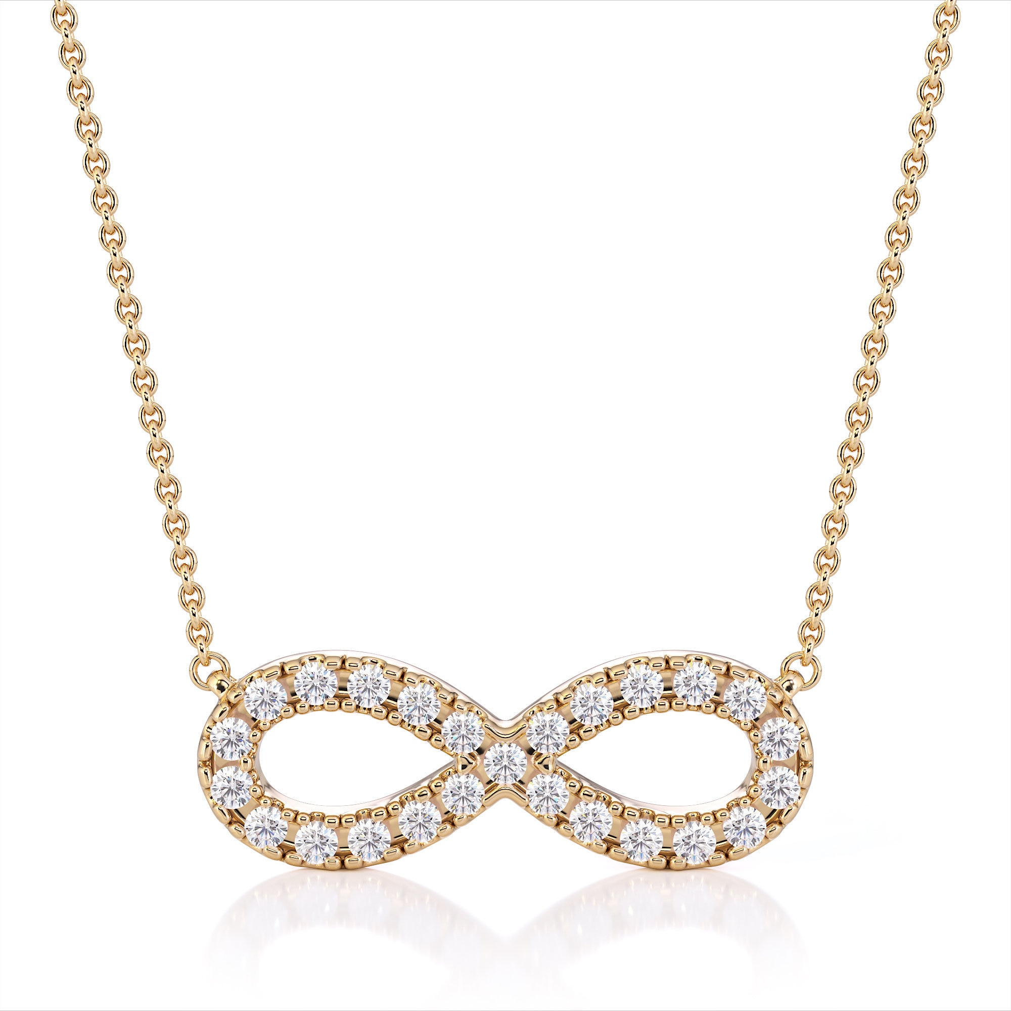Diamond Infinity Necklace in 14K Gold , Diamond Infinity Charm ...