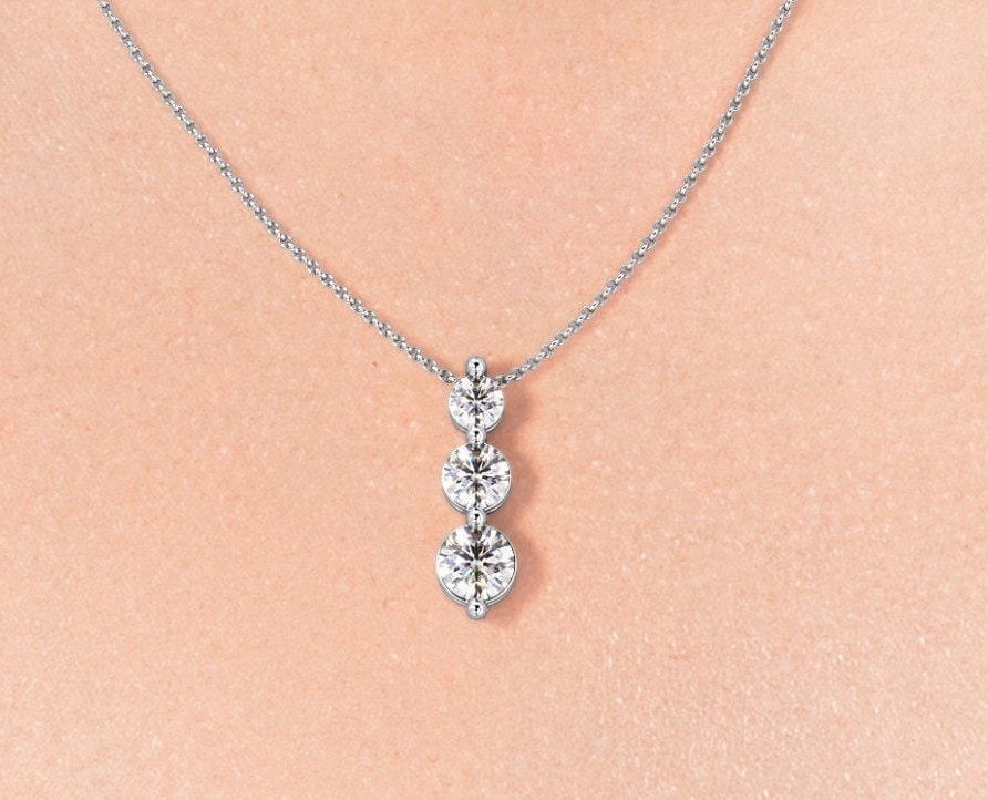 Past Present Future Necklace Diamond Trio Necklace Three - Etsy