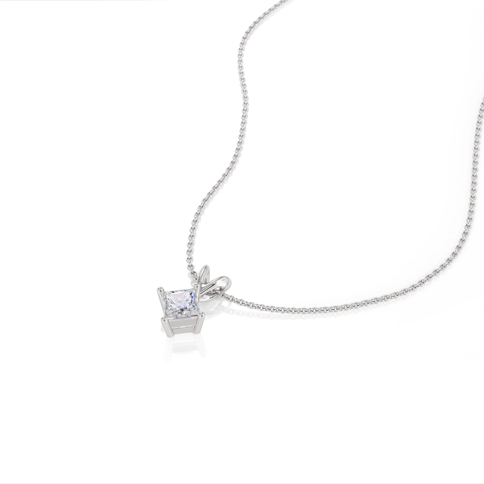 Princess Cut Diamond Necklace Diamond Solitaire Necklace - Etsy