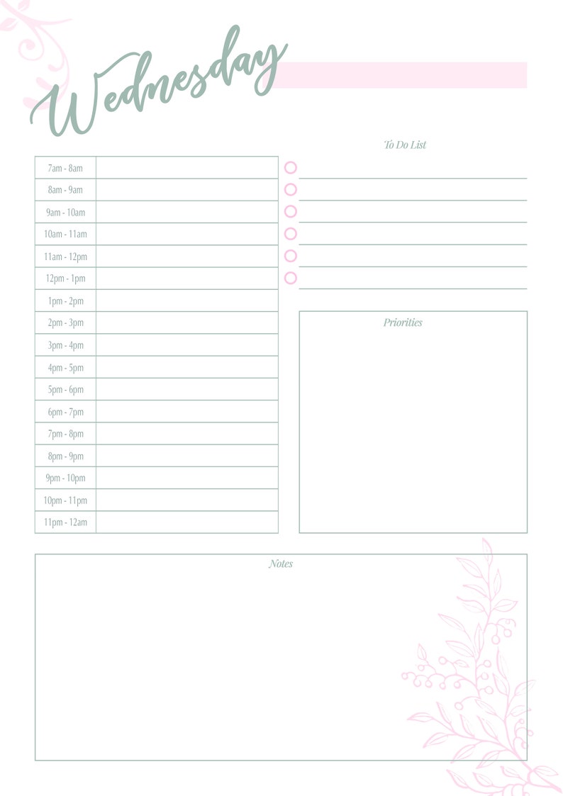 7 Day Planner Printable Weekly Schedule Weekly Organizer - Etsy