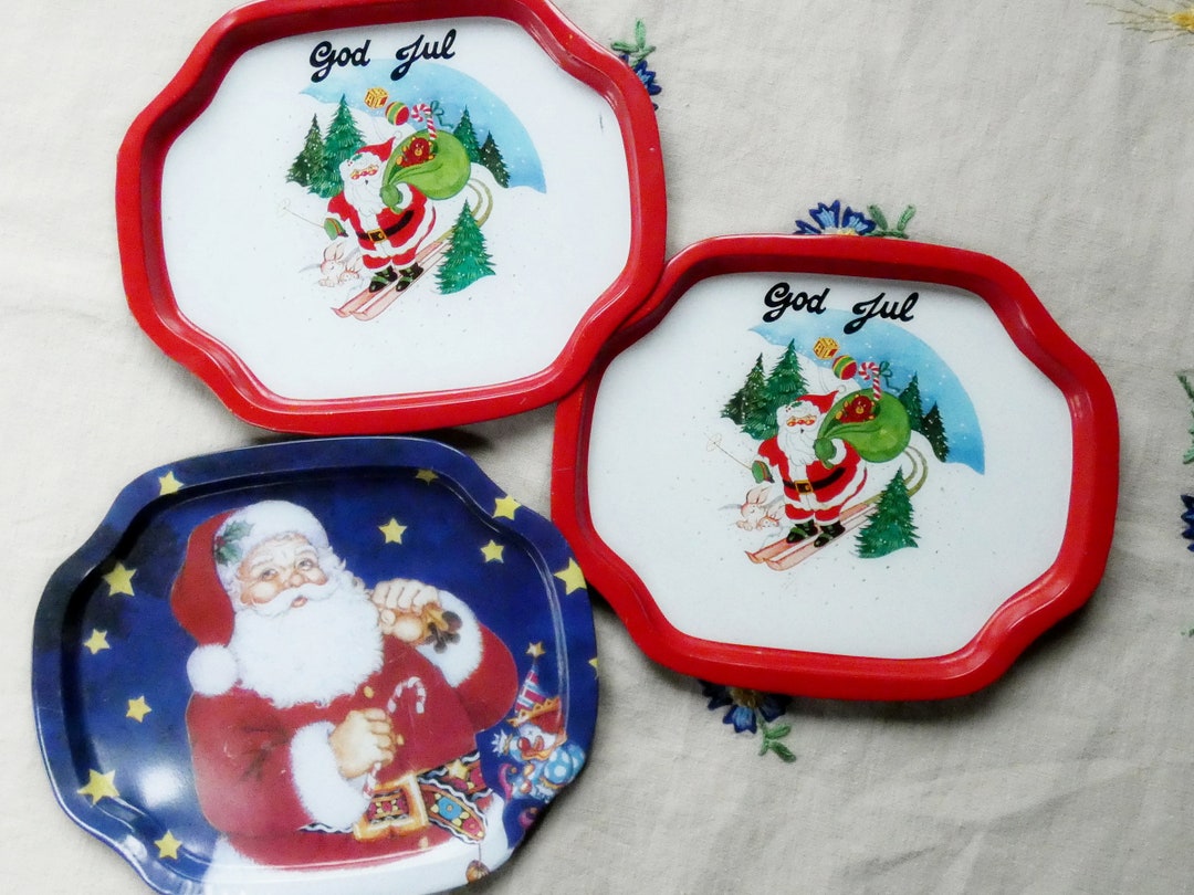 Small Swedish Metal Trays 3 Vintage Christmas Serving Plates - Etsy