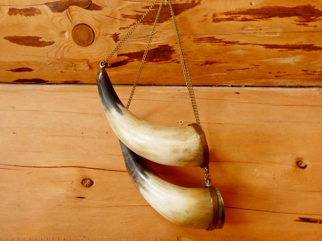 Set of Small Connected Caucasian Drinking Horns Wine Horns Vintage Home ...