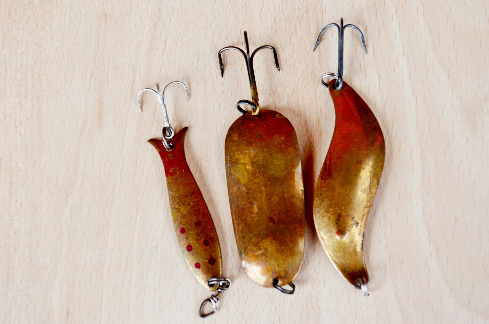 Copper Fishing Lures Vintage Set of 3 Handmade Lures Soviet Vintage ...