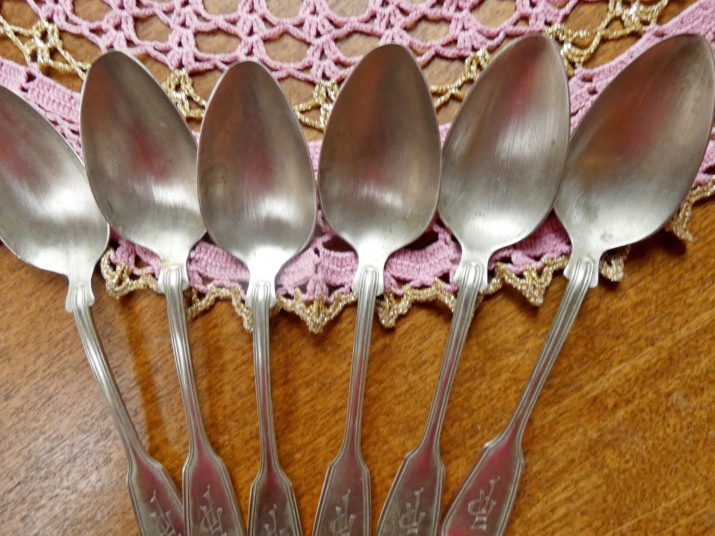 ANTIQUE Alpaca Tablespoons Set of 6 Alpaca Tablespoons With Monogram ...