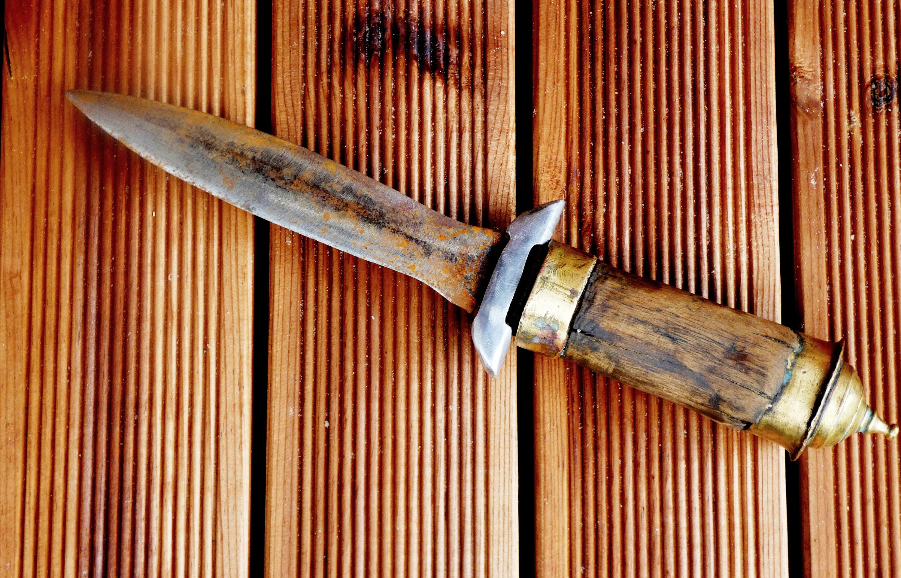 13.6 DAGGER Double-edged Knife Large Heavy ANTIQUE Dagger Metal/brass ...