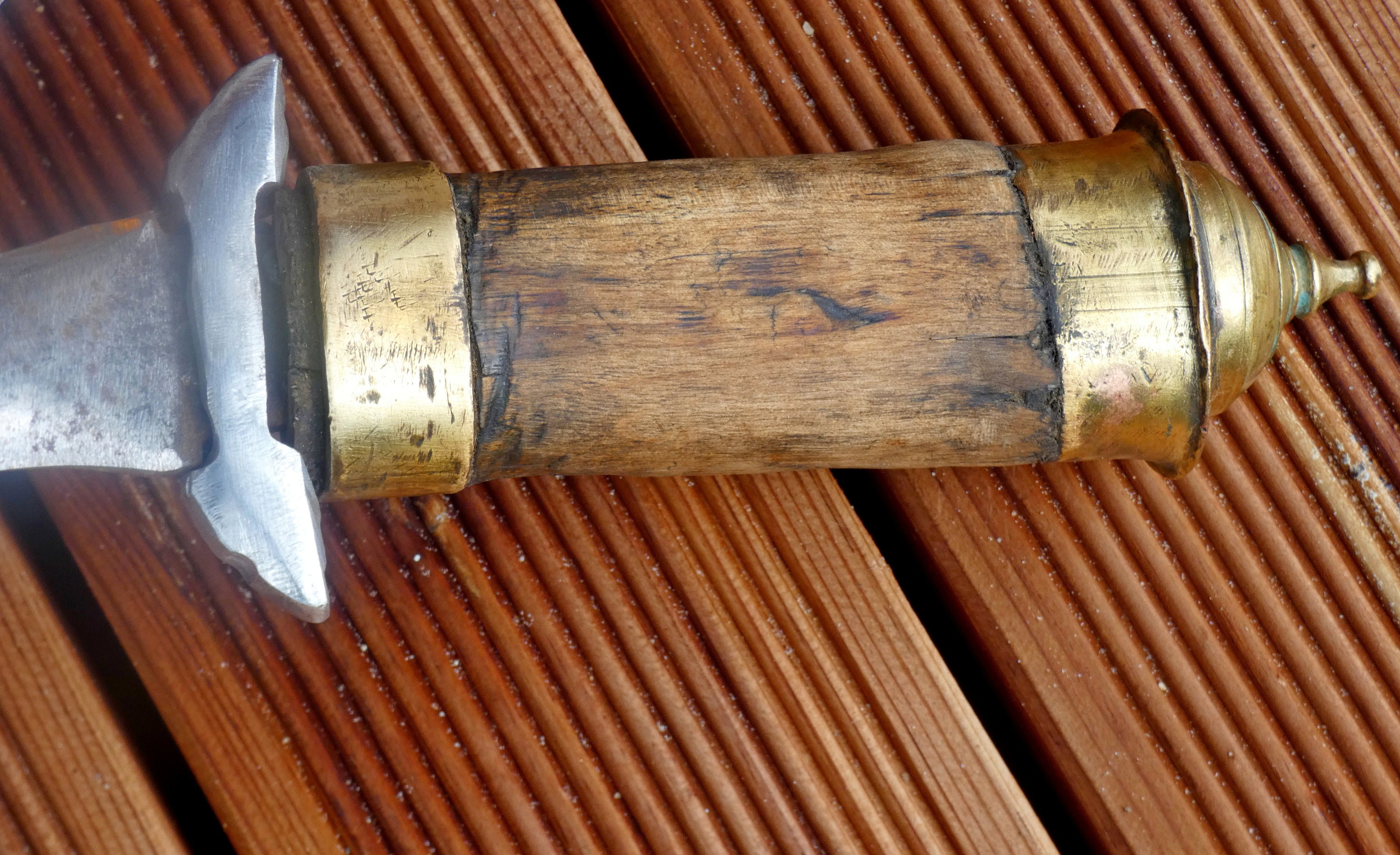 13.6 DAGGER Double-edged Knife Large Heavy ANTIQUE Dagger Metal/brass ...