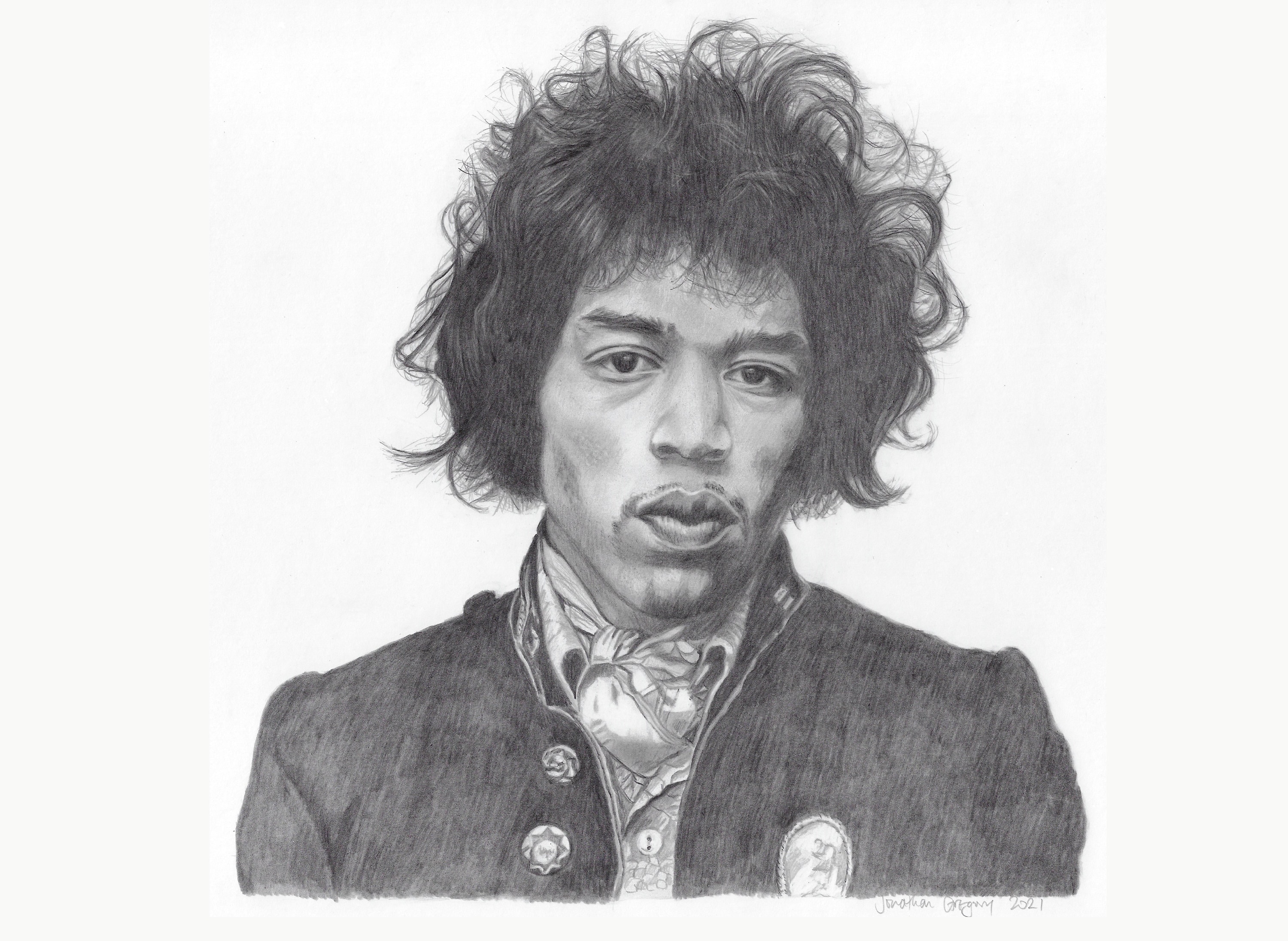 Jimi Hendrix A4 Mounted Print of My Original Pencil Drawing. - Etsy