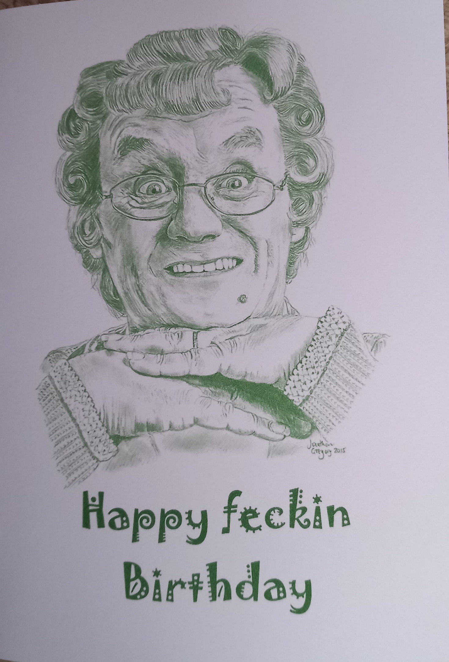 Mrs Brown Funny Birthday Card. Artwork From My Original Pencil Drawing ...