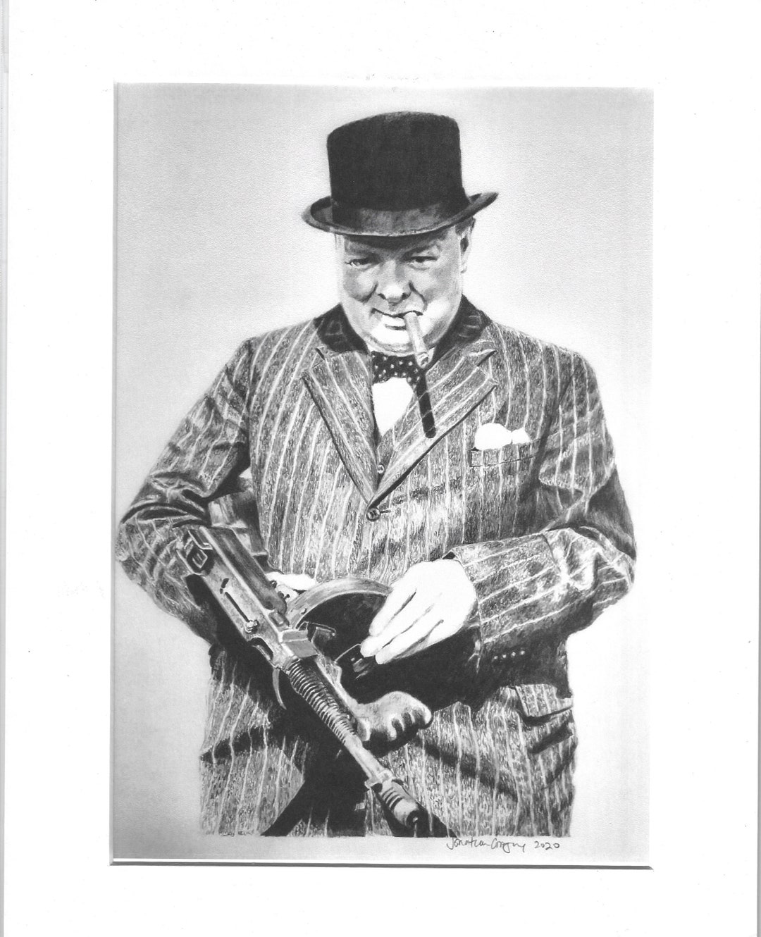 Winston Churchill A4 Mounted Print of My Original Pencil Drawing. More ...