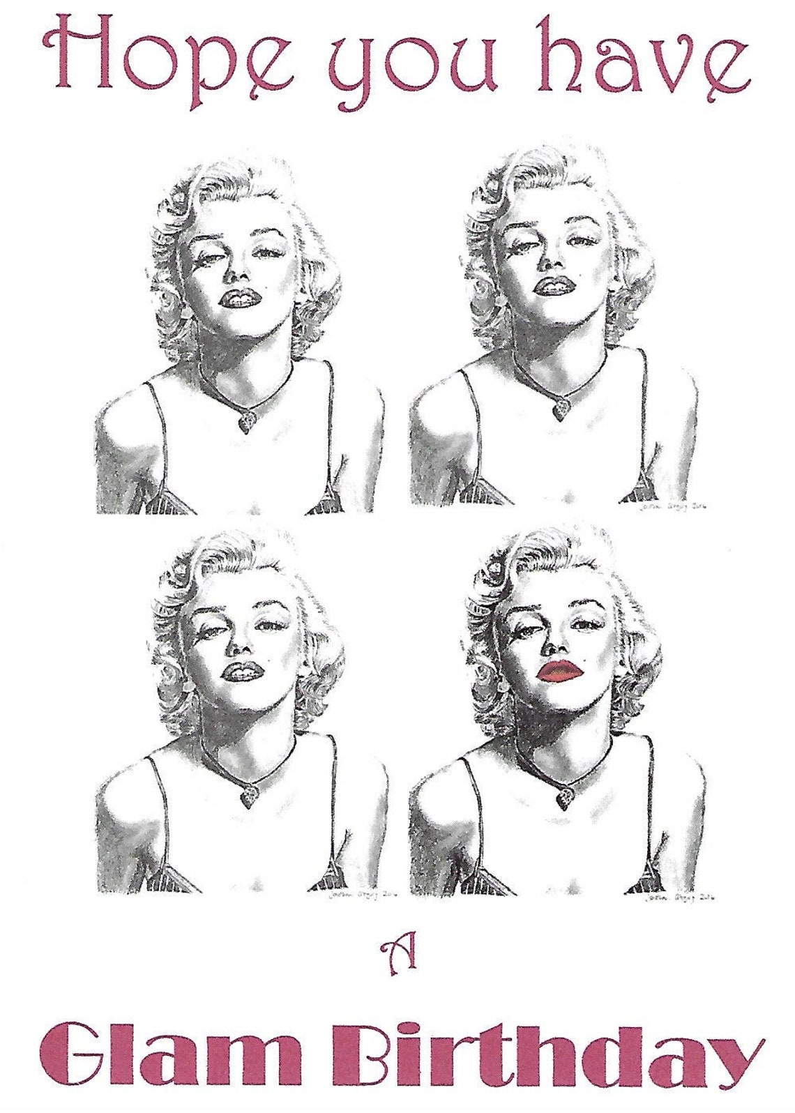 Marilyn Monroe Birthday Card. Artwork Adapted From My Original - Etsy