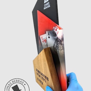 Irregular Shaped Solid Oak Trophy, Wooden Award Decorated With UV ...