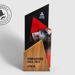 Irregular Shaped Solid Oak Trophy, Wooden Award Decorated With UV ...