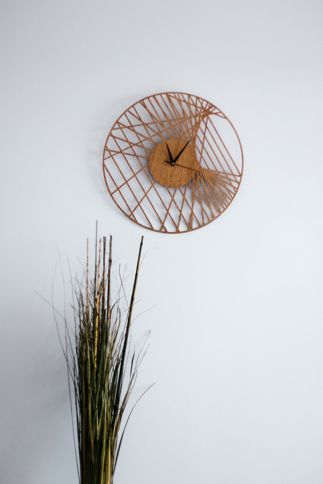 Unique Large Wooden Wall Clock, Natural Oak Modern Living Room ...