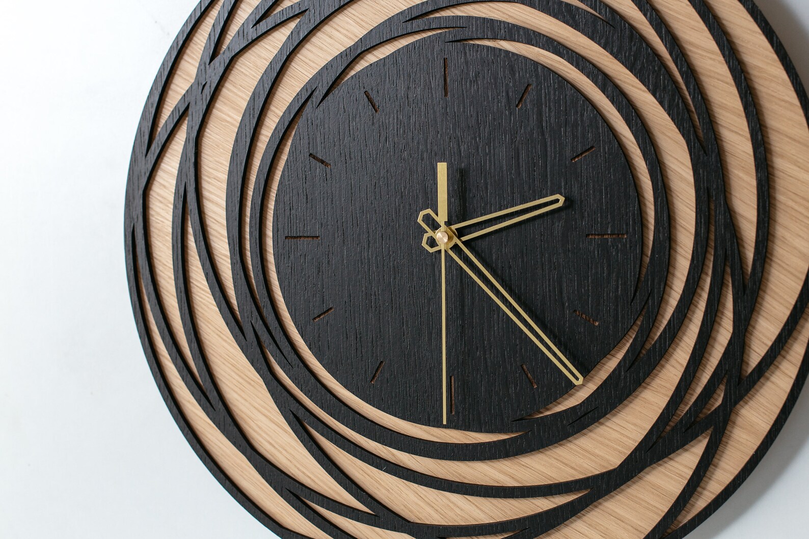 Small Diameter Unique Wooden Wall Clock Natural Oak Custom | Etsy