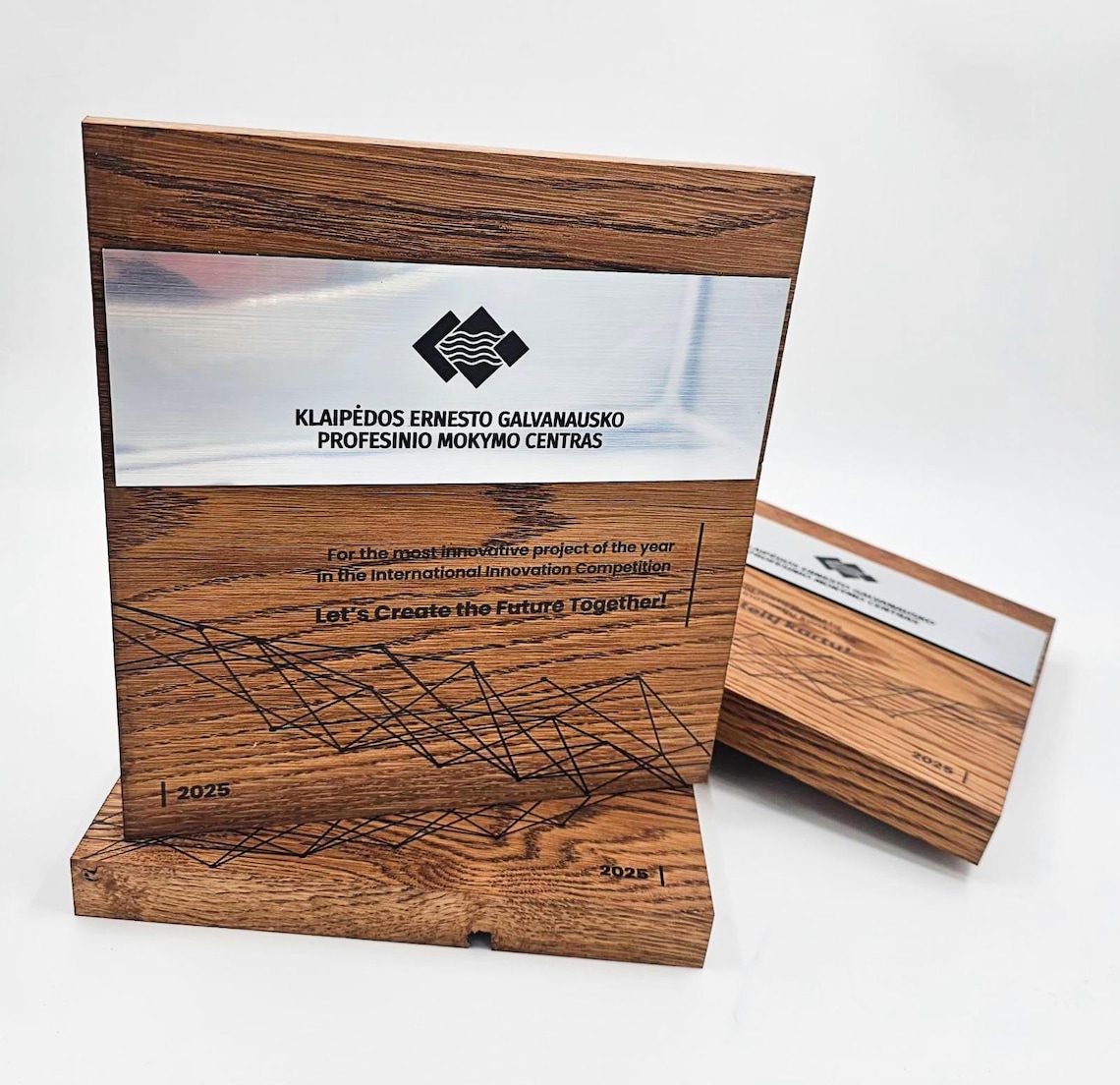 Custom Oak and Metal Plaque - Handcrafted Award for Innovative Projects ...