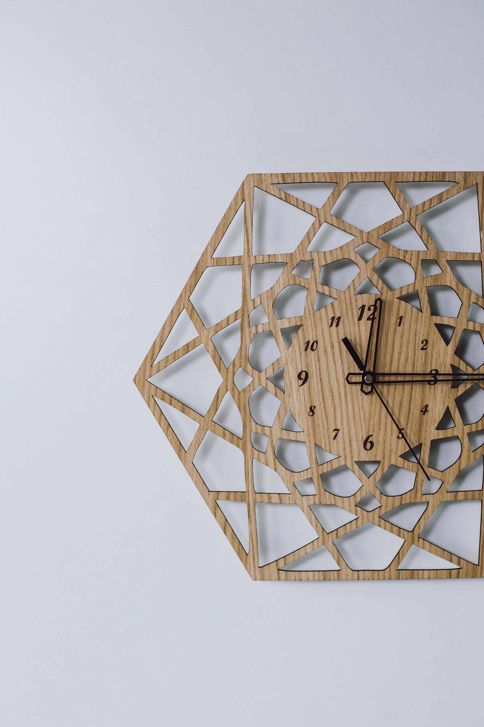 Hexagon Clock Custom Made Rustic Wall Clock Natural | Etsy