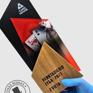 Irregular Shaped Solid Oak Trophy, Wooden Award Decorated With UV ...