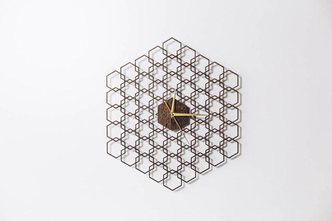 Quality Thin Hexagon Clock, Handmade Wooden Home Decor, Custom Made ...