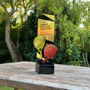 Modern Shape Award, Organic Glass Padel Tennis or Pickleball Trophy ...