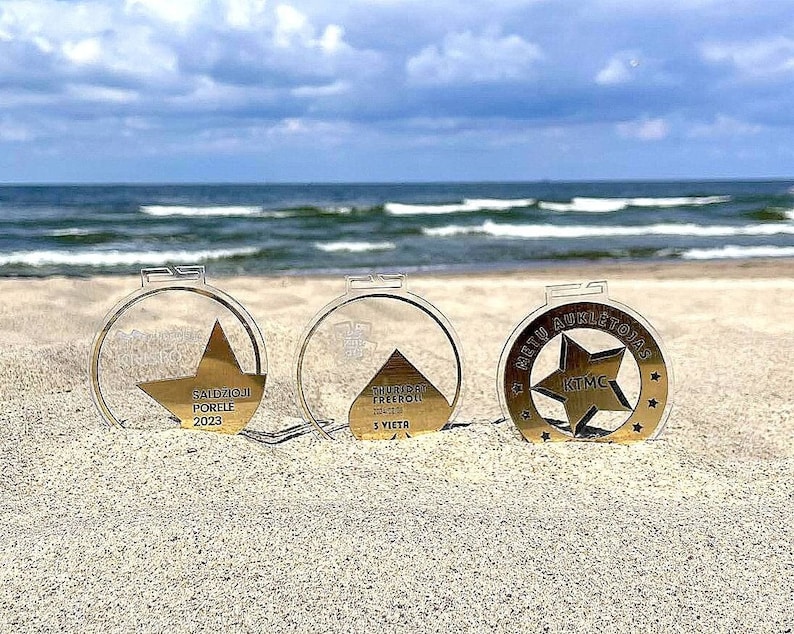 Personalized Gold Acrylic Medal With Custom Logo - Achievement Award ...