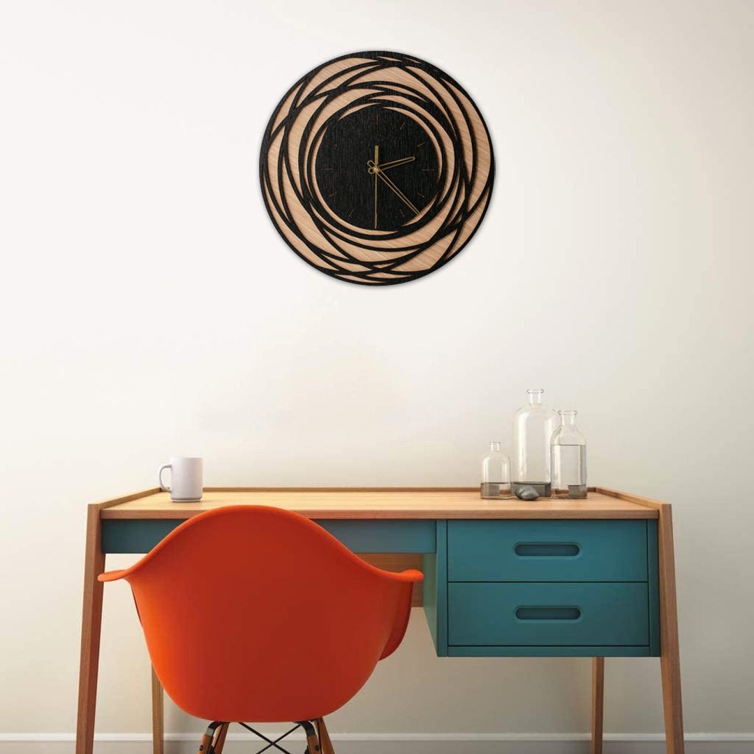 Small Diameter Unique Wooden Wall Clock, Natural Oak Custom Made Gift ...