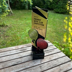 Modern Shape Award, Organic Glass Padel Tennis or Pickleball Trophy ...