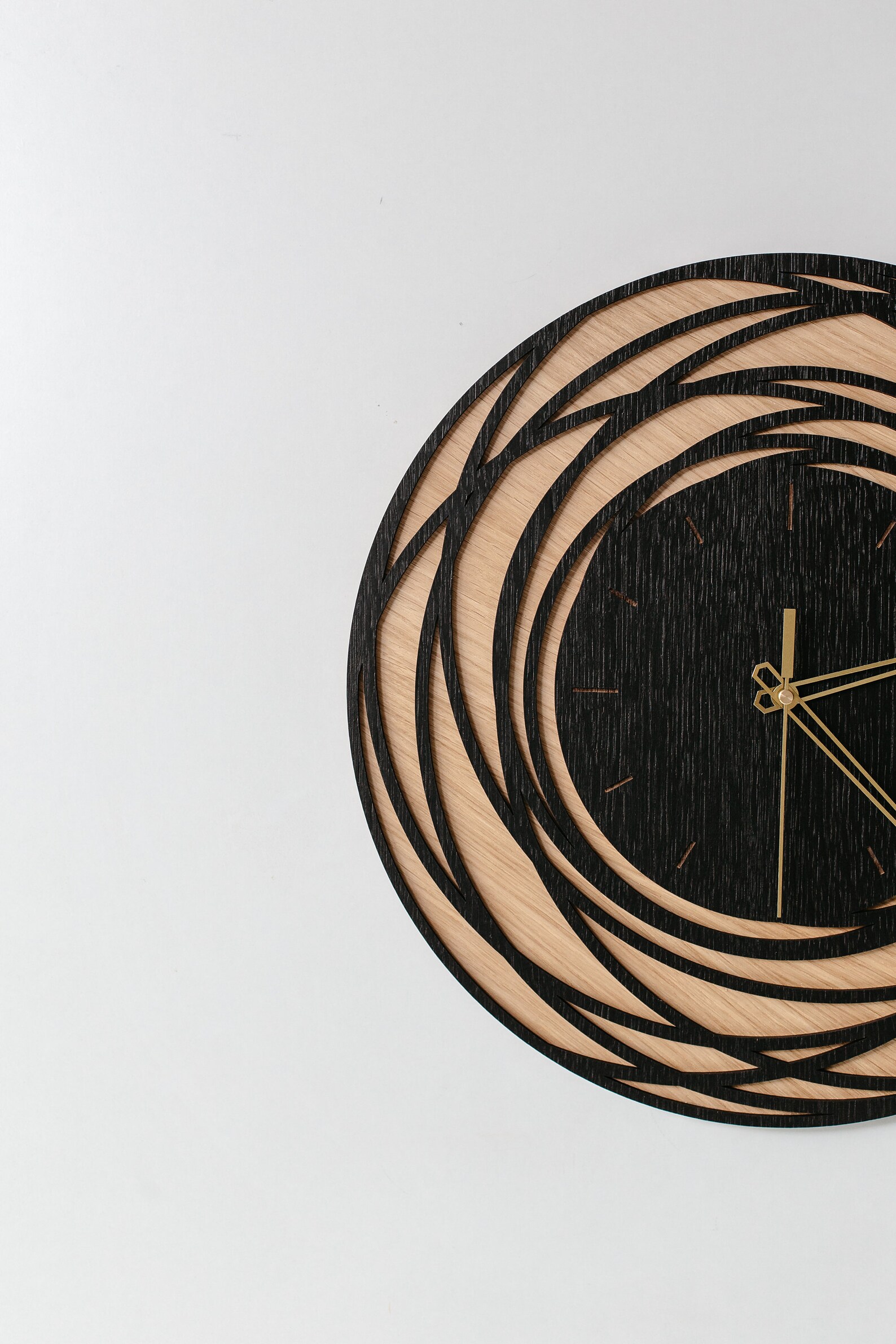 Small Diameter Unique Wooden Wall Clock Natural Oak Custom | Etsy