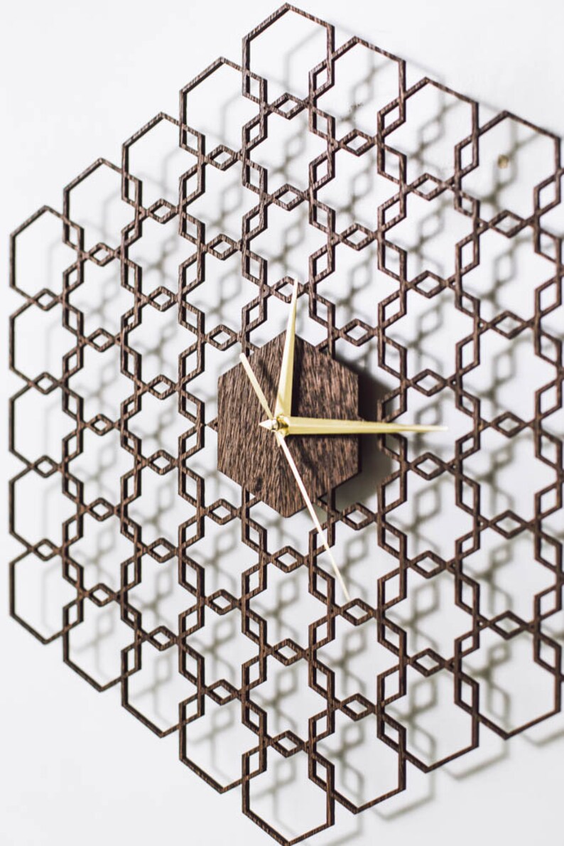 Quality Thin Hexagon Clock Handmade Wooden Home Decor Custom - Etsy