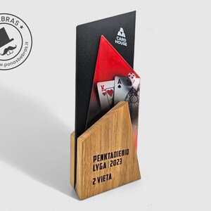 Irregular Shaped Solid Oak Trophy, Wooden Award Decorated With UV ...