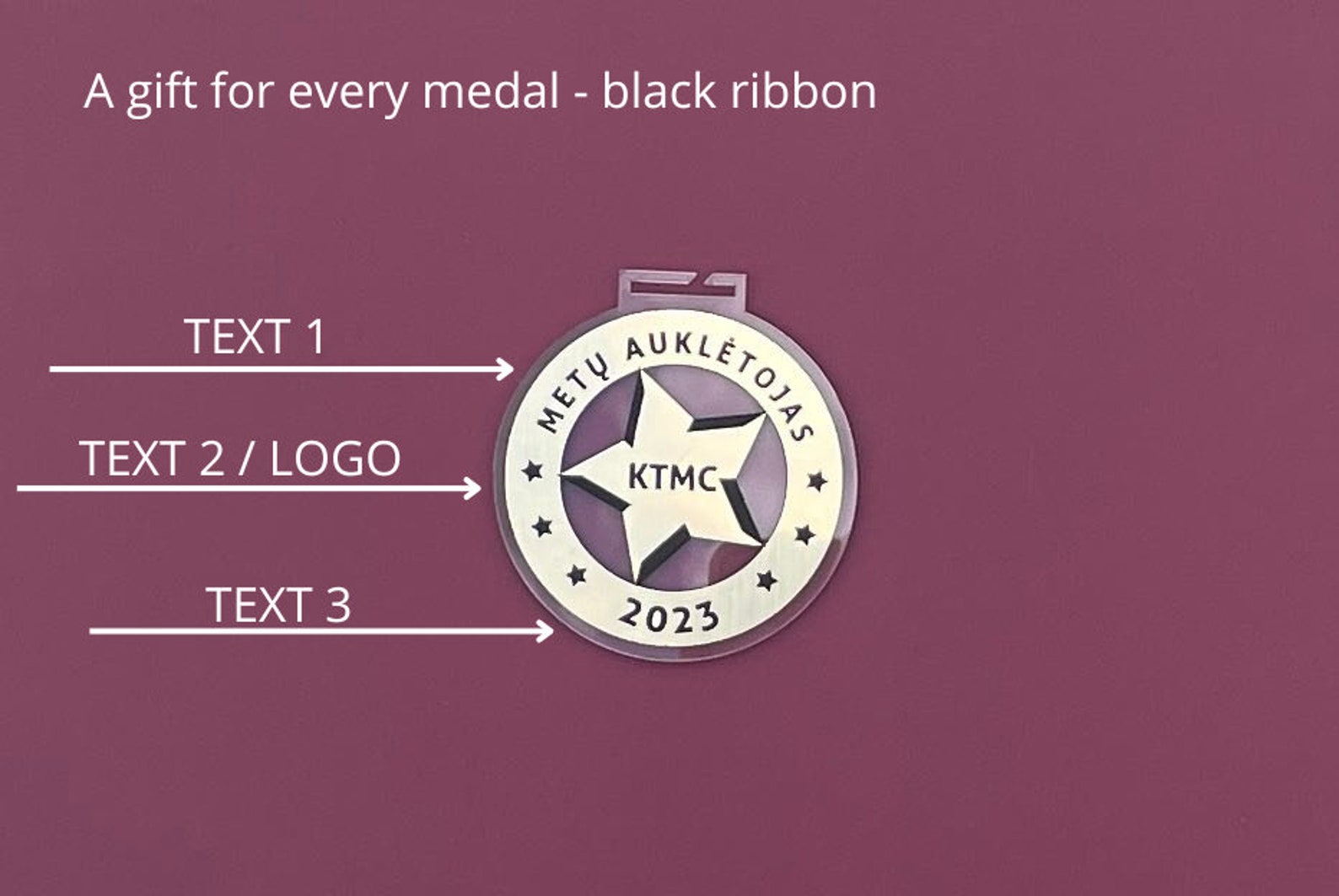Personalized Gold Acrylic Medal With Custom Logo - Achievement Award ...