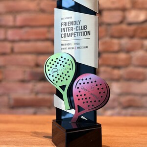 Modern Shape Award, Organic Glass Padel Tennis or Pickleball Trophy ...