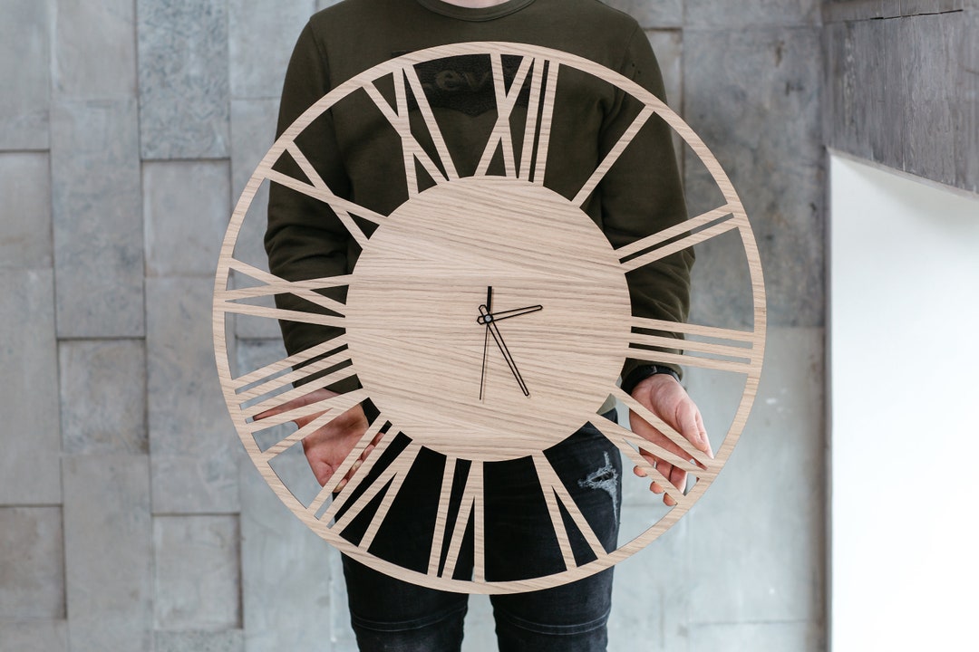 Unique Wooden Wall Clock, Natural Oak Custom Made Gift, Rustic Home ...
