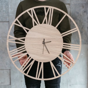 Unique Wooden Wall Clock, Natural Oak Custom Made Gift, Rustic Home ...