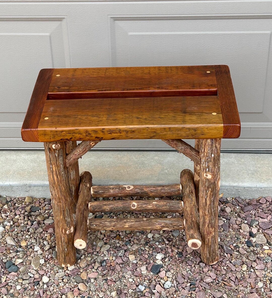 Reclaimed Barnwood Table, Red Cedar Log Legs, Live Edge Rustic Decor - Etsy