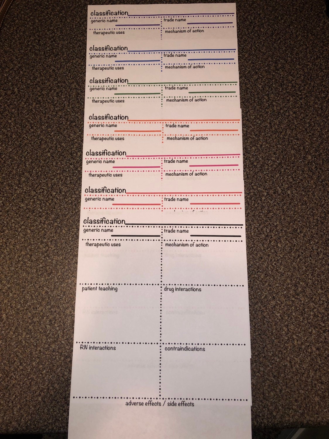 Pharmacology (pharm) Drug Cards Template for Nursing Students (variety ...