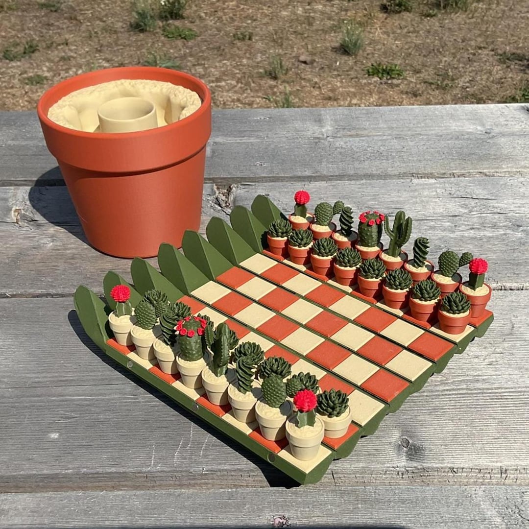 Cacti Chess Set: 3d-printed Magnetic Roll up Chess Board - Etsy
